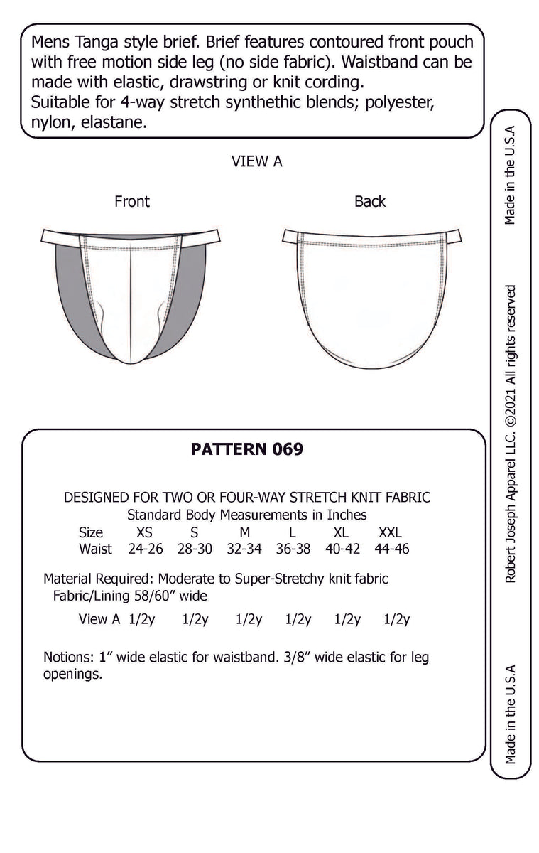 Mens Tanga Brief Underwear Swimwear Sewing Pattern PDF Digital Downloa ...